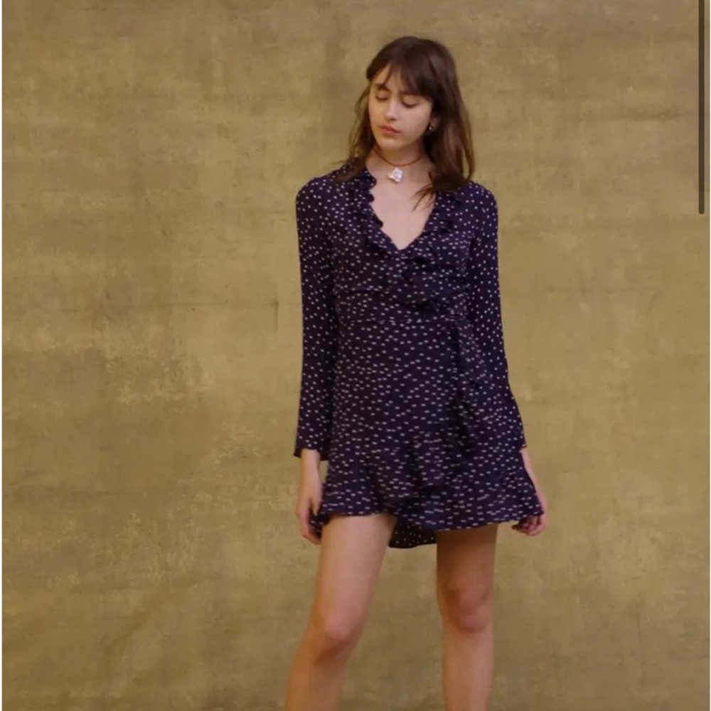 Realisation Par Alexandra Wrap Mini Dress In Navy Star - Gem